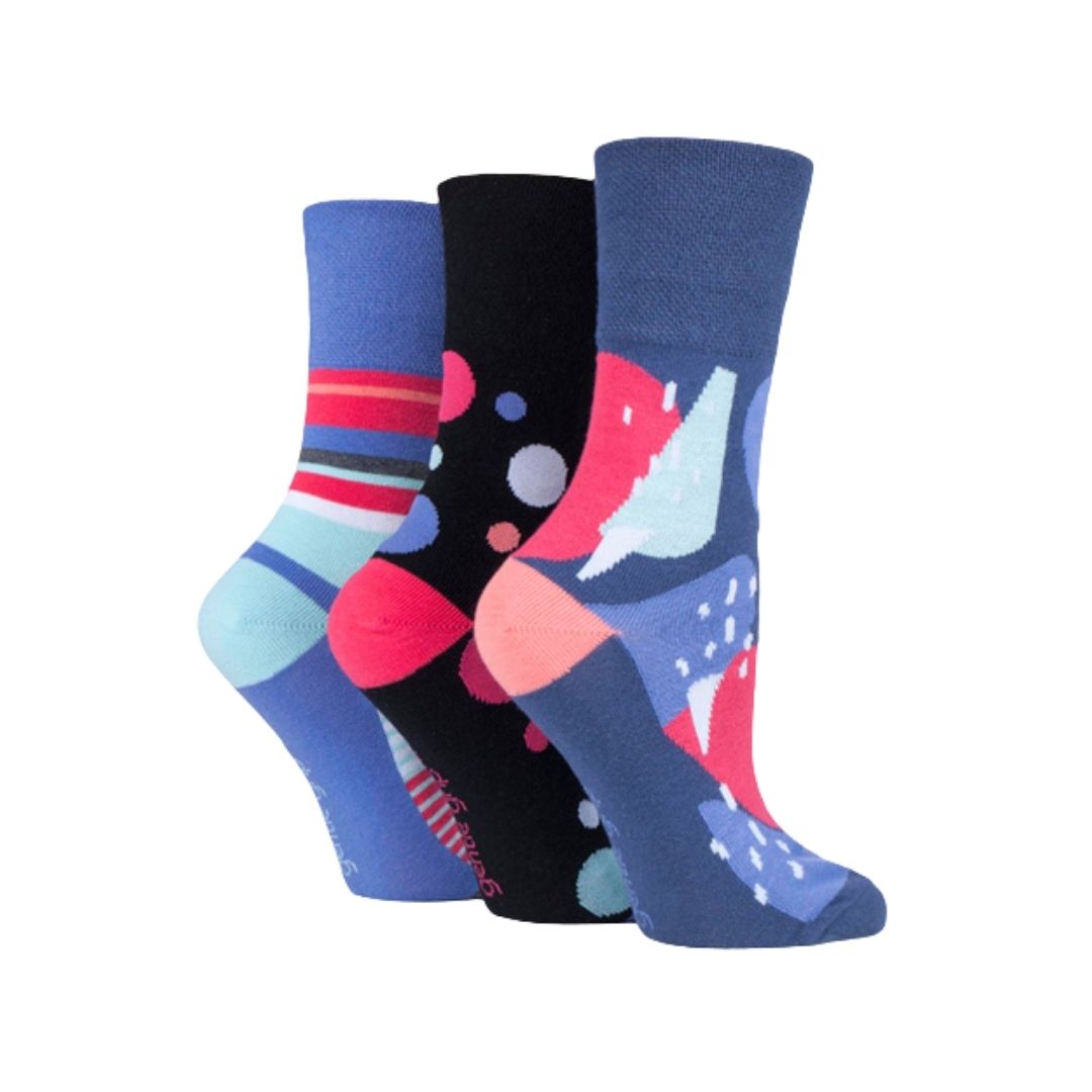 GENTLE GRIP 3Pk Crew Socks - Colour Burst - Women's 4-8