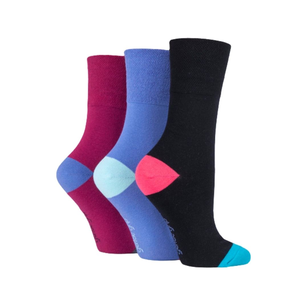 GENTLE GRIP 3Pk Crew Socks - Colour Burst - Women's 4-8