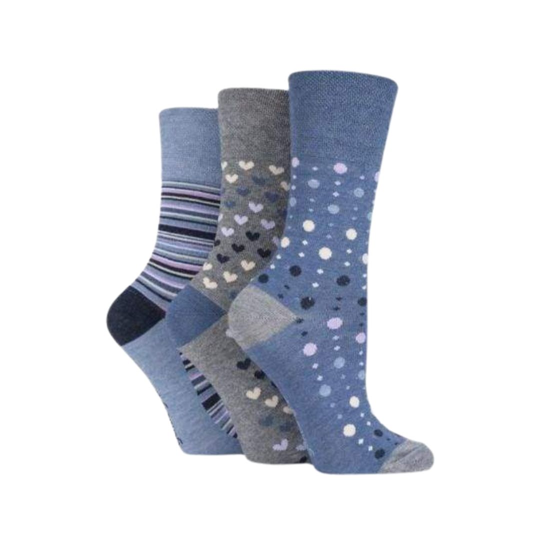 GENTLE GRIP 3pk Crew Socks-Bamboo-Womens 4-8
