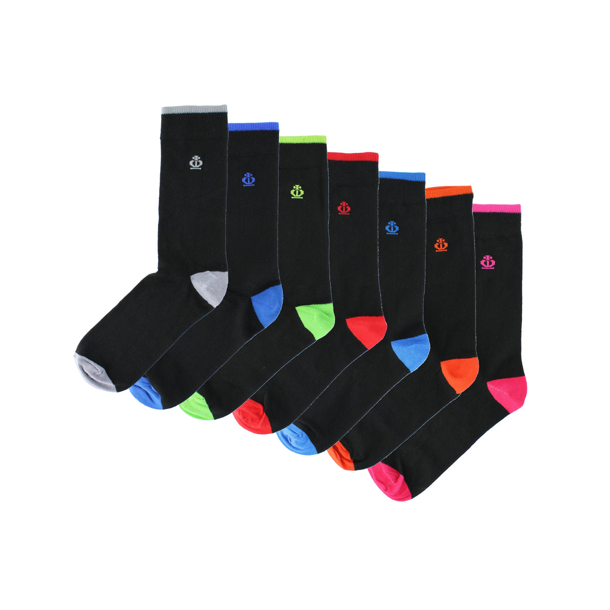 JEFF BANKS 7Pk Oxford Plain Jacquard Socks - Mens 7-11