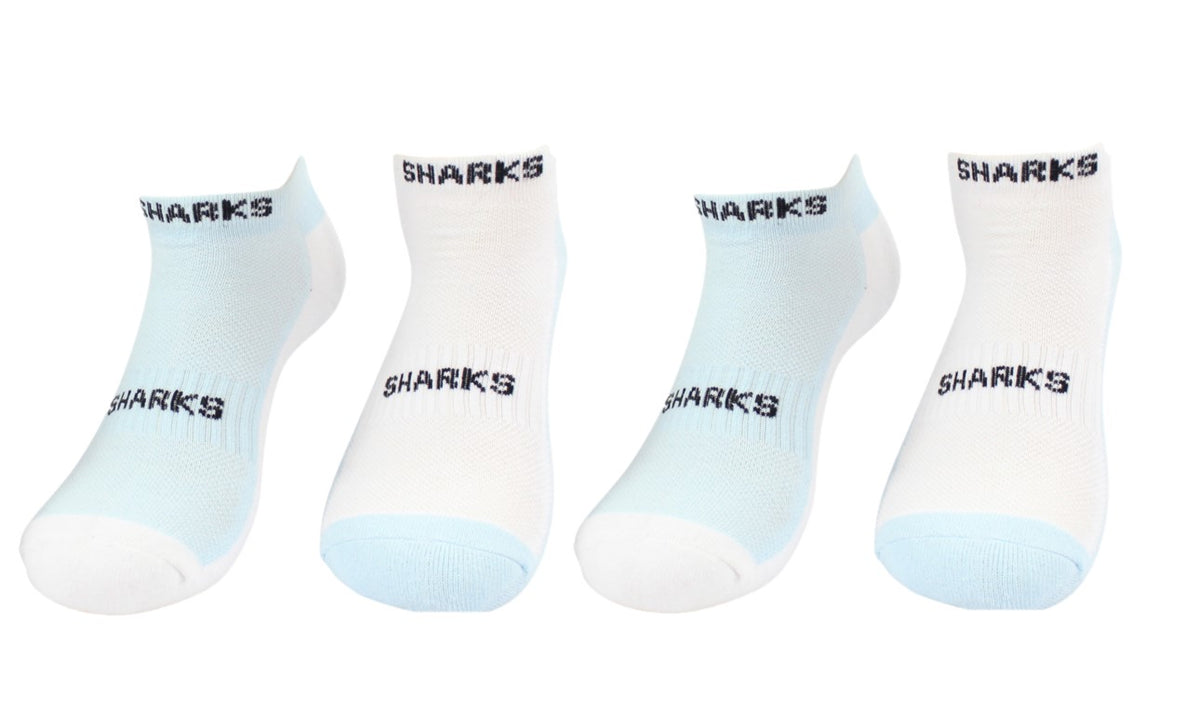 NRL Cronulla Sharks 4 Pairs High Performance Ankle Sports Socks
