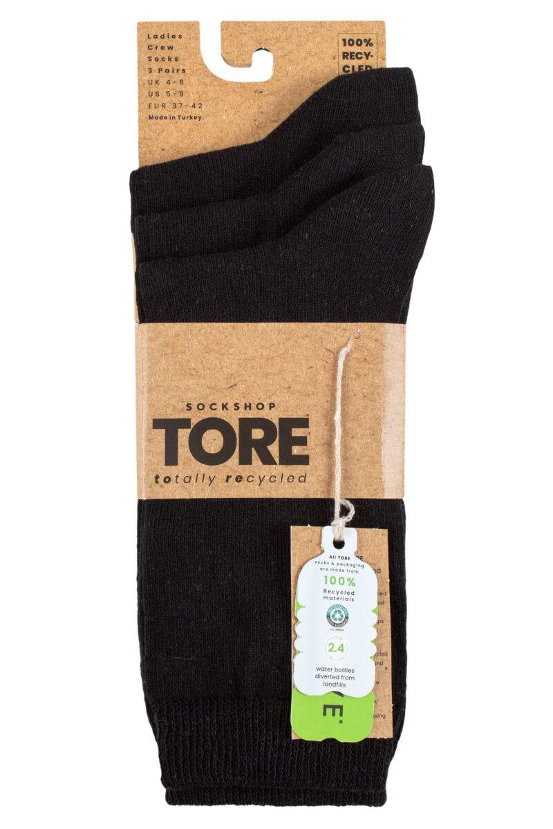 TORE 3Pk 100% Recycled Plain Socks -Womens 4-8